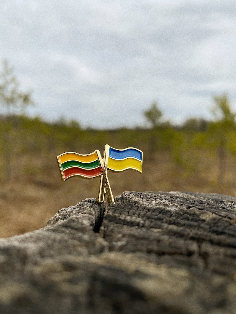 Ukrainian Lithuanian Flags Support Ukraine Lapel Pin Slava - Etsy