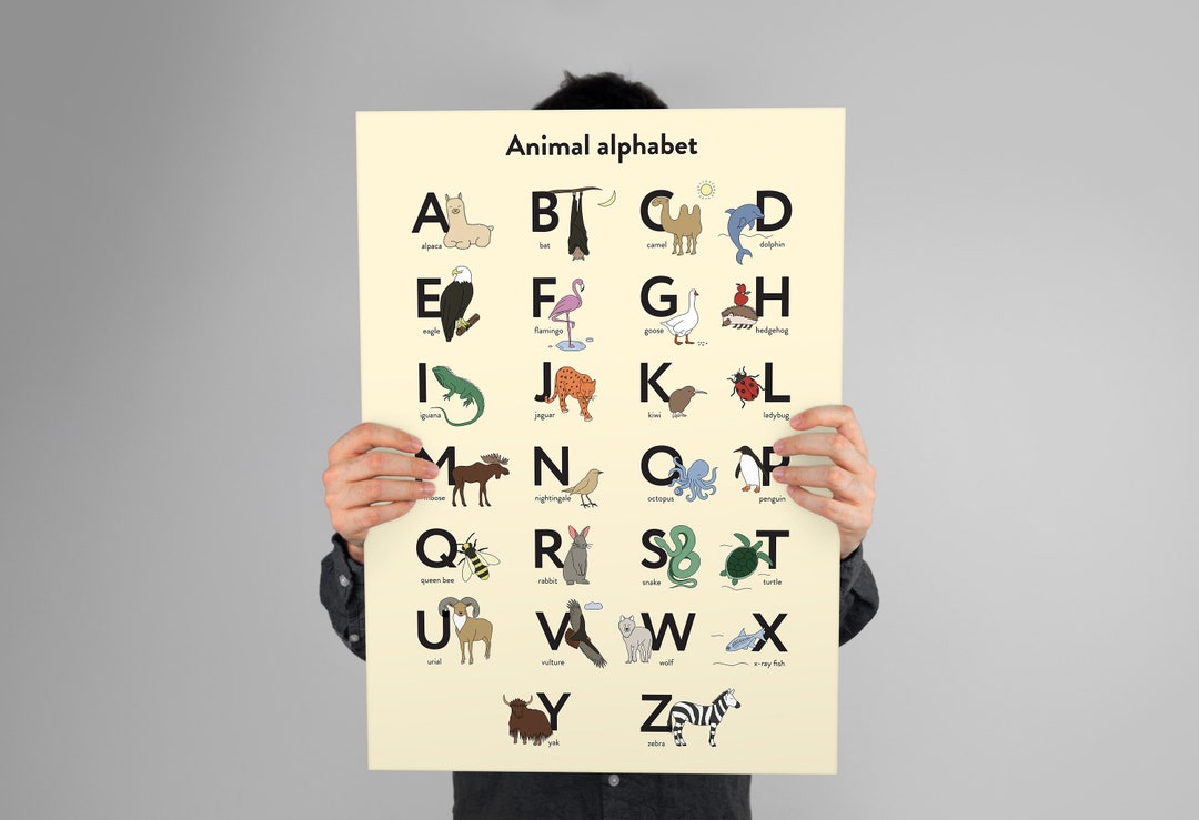 Animal Alphabet Poster - ABC Poster - Kids Educational Poster - Instant ...