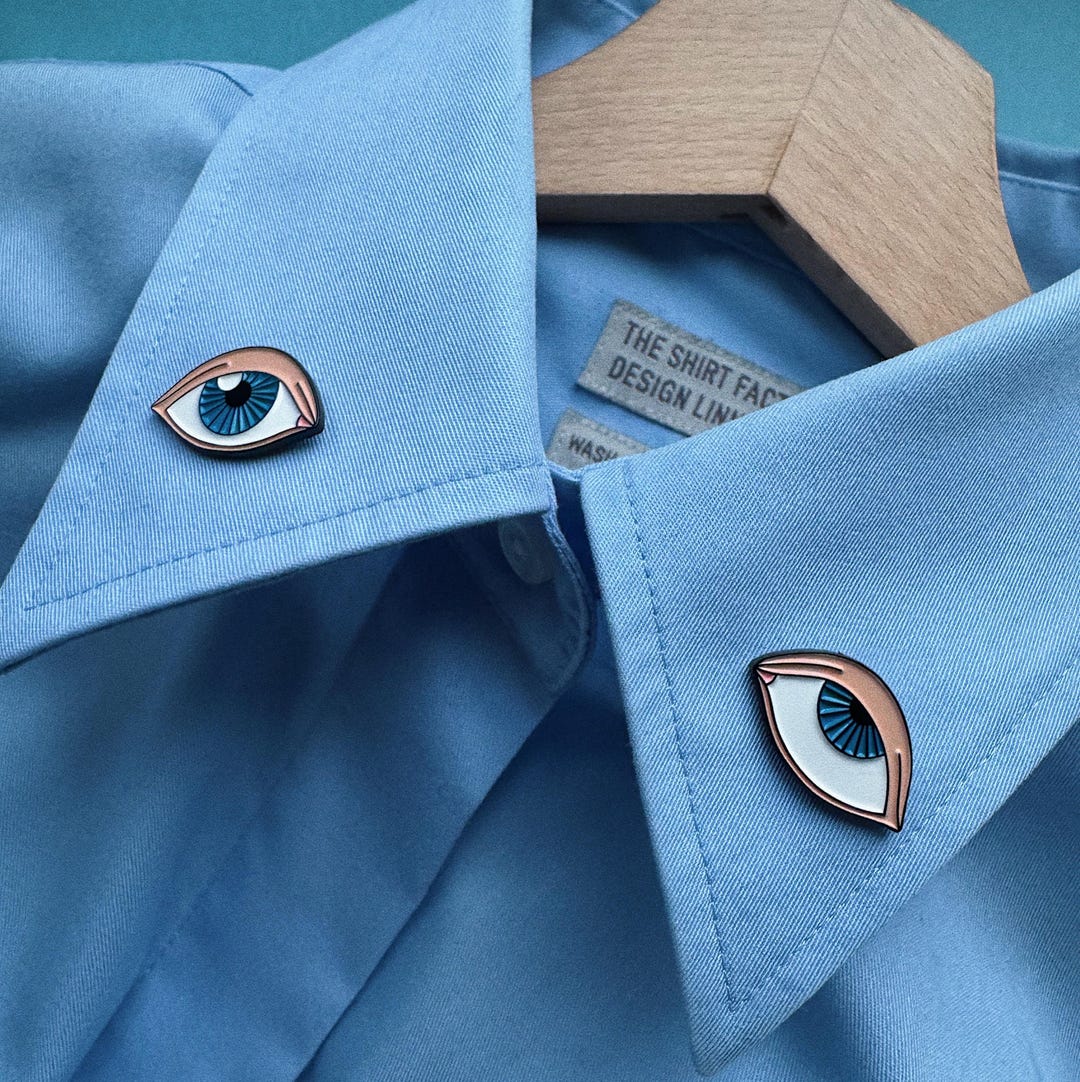 2 Enamel Pins Rolling Eyes Set - Rolling Blue Eyes Pin - Double Pins ...