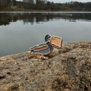 Lucky Duck Enamel Pin - Duck Lapel Pin - Birds Lover Badge - Nature ...
