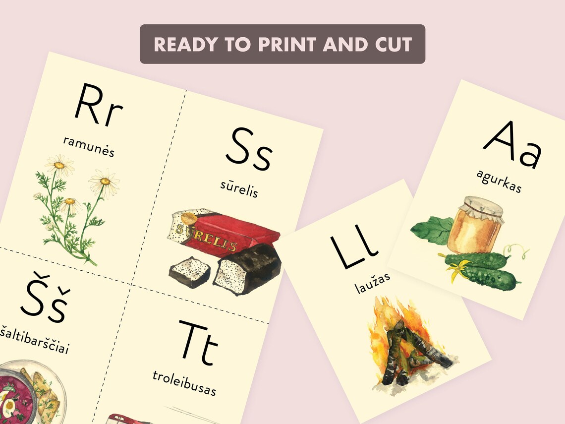 Printable Lithuanian Language Learning Cards Digital - Etsy