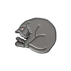 Sleeping Cat Enamel Pin - Witch Cat Pin - Grey Cat Pin - Cat Lapel Pin ...