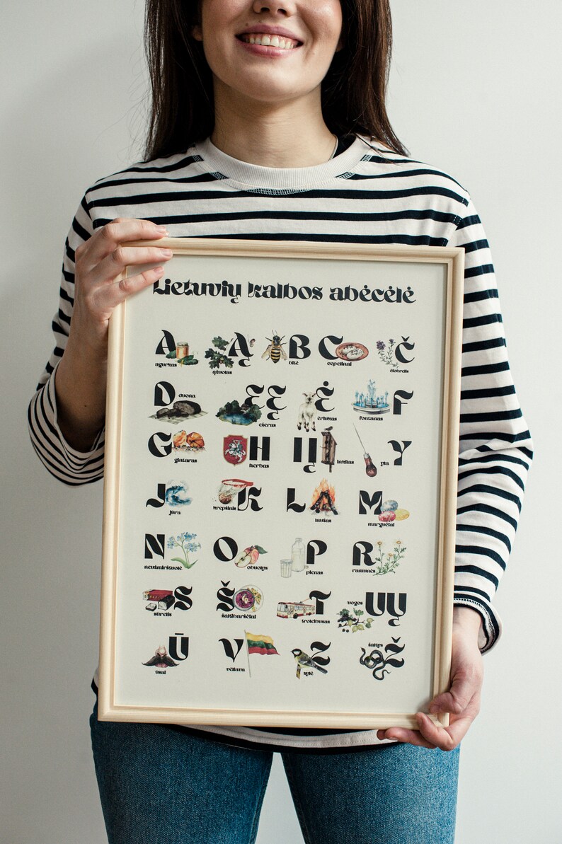 Lithuanian Alphabet Poster Lithuanian Souvenir Gift From | Etsy