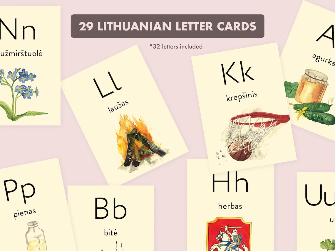 Printable Lithuanian Language Learning Cards Digital - Etsy