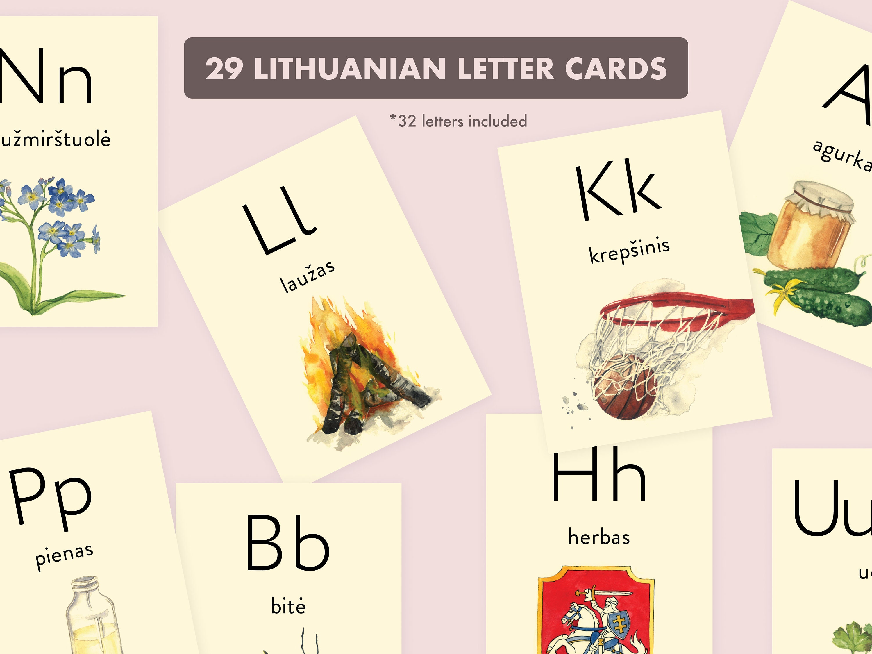 Printable Lithuanian Language Learning Cards Digital - Etsy