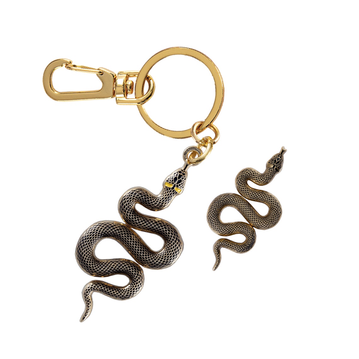 Golden Snake Keychain and Pin Set Enamel Keychain and Pin - Etsy