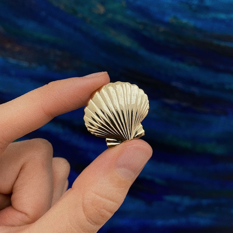 Golden Seashell Enamel Pin Sea Lapel Pin Seashell Pin - Etsy