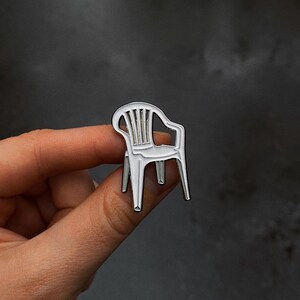 White Plastic Chair Enamel Pin - Monobloc Chair Lapel Pin - the Iconic ...