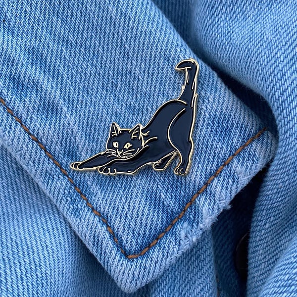 Black Cat Pin - Etsy