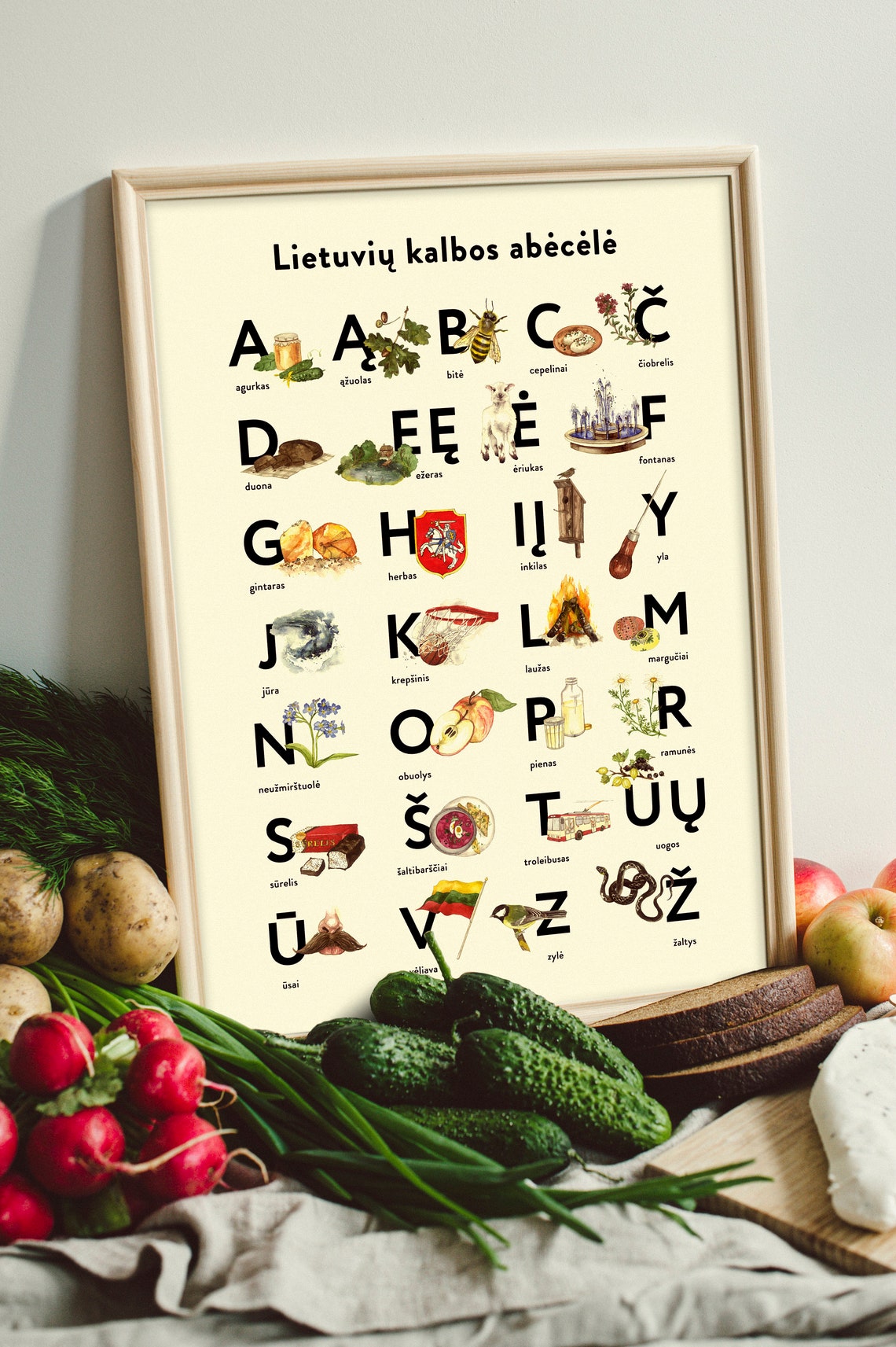 Lithuanian Alphabet Poster Lithuanian Gift Alphabet Print - Etsy
