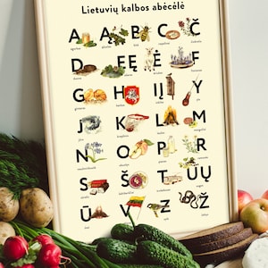 Lithuanian Alphabet Poster Lithuanian Gift Alphabet Print for Kids ...