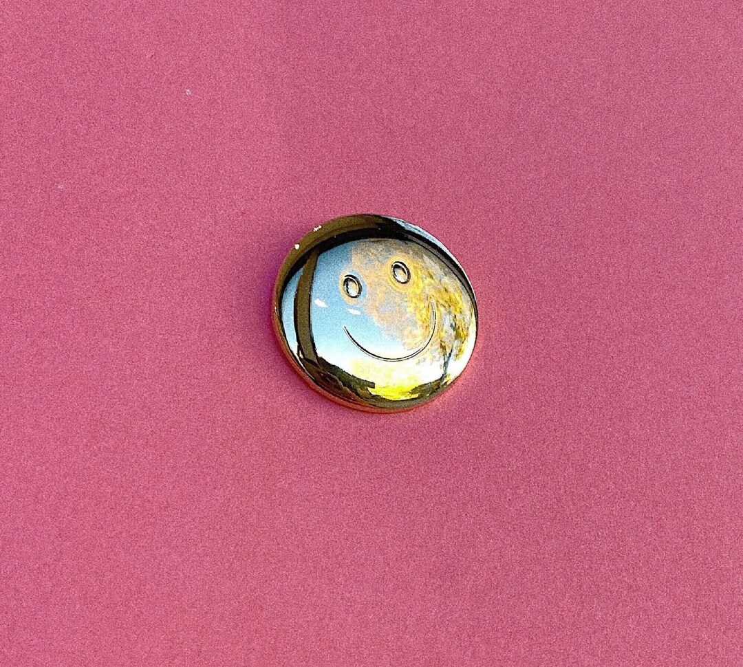 Golden Smiley Face Enamel Pin Smile Lapel Pin Happy Pin Etsy