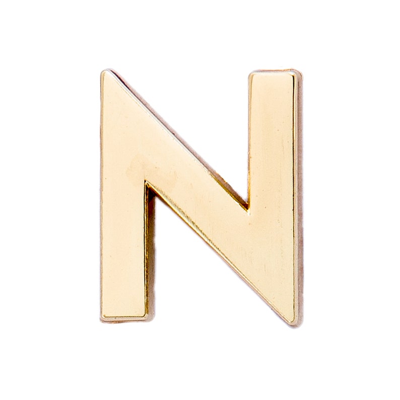 Golden Letter N Enamel Pin Alphabet Lapel Pin Gold Letter - Etsy