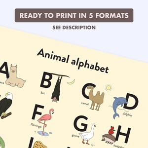 Animal Alphabet Poster - ABC Poster - Kids Educational Poster - Instant ...