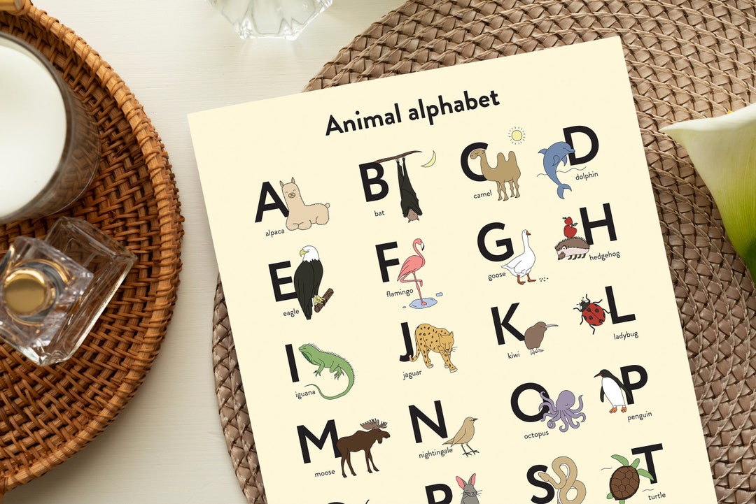 Animal Alphabet Poster ABC Poster Kids Educational Poster - Etsy