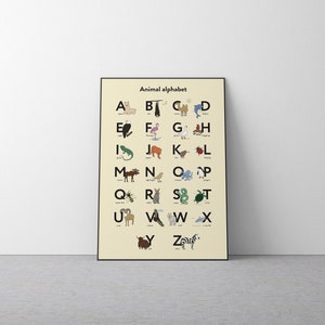 Animal Alphabet Poster - ABC Poster - Kids Educational Poster - Instant ...