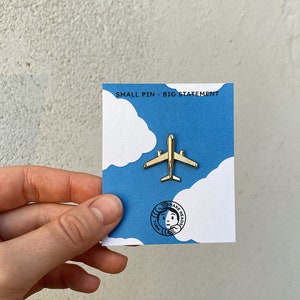 Golden Plane Enamel Pin - Airplane Lapel Pin - Travel Pin Badge ...