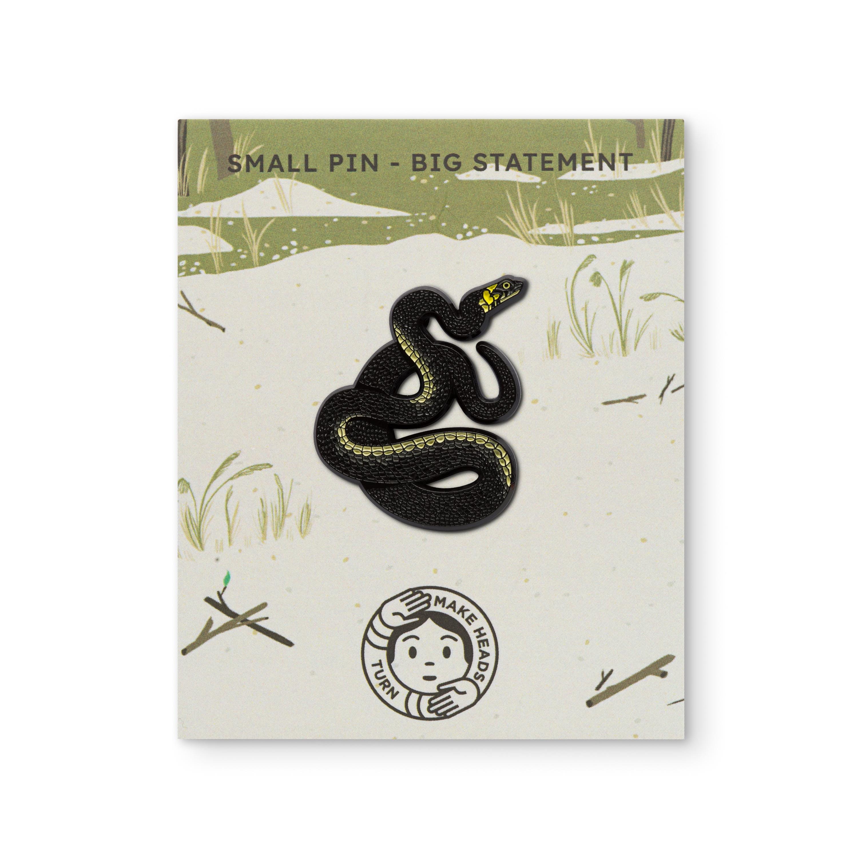 Grass Snake Enamel Pin - Natrix Natrix Badge - Collared Serpent Brooch ...