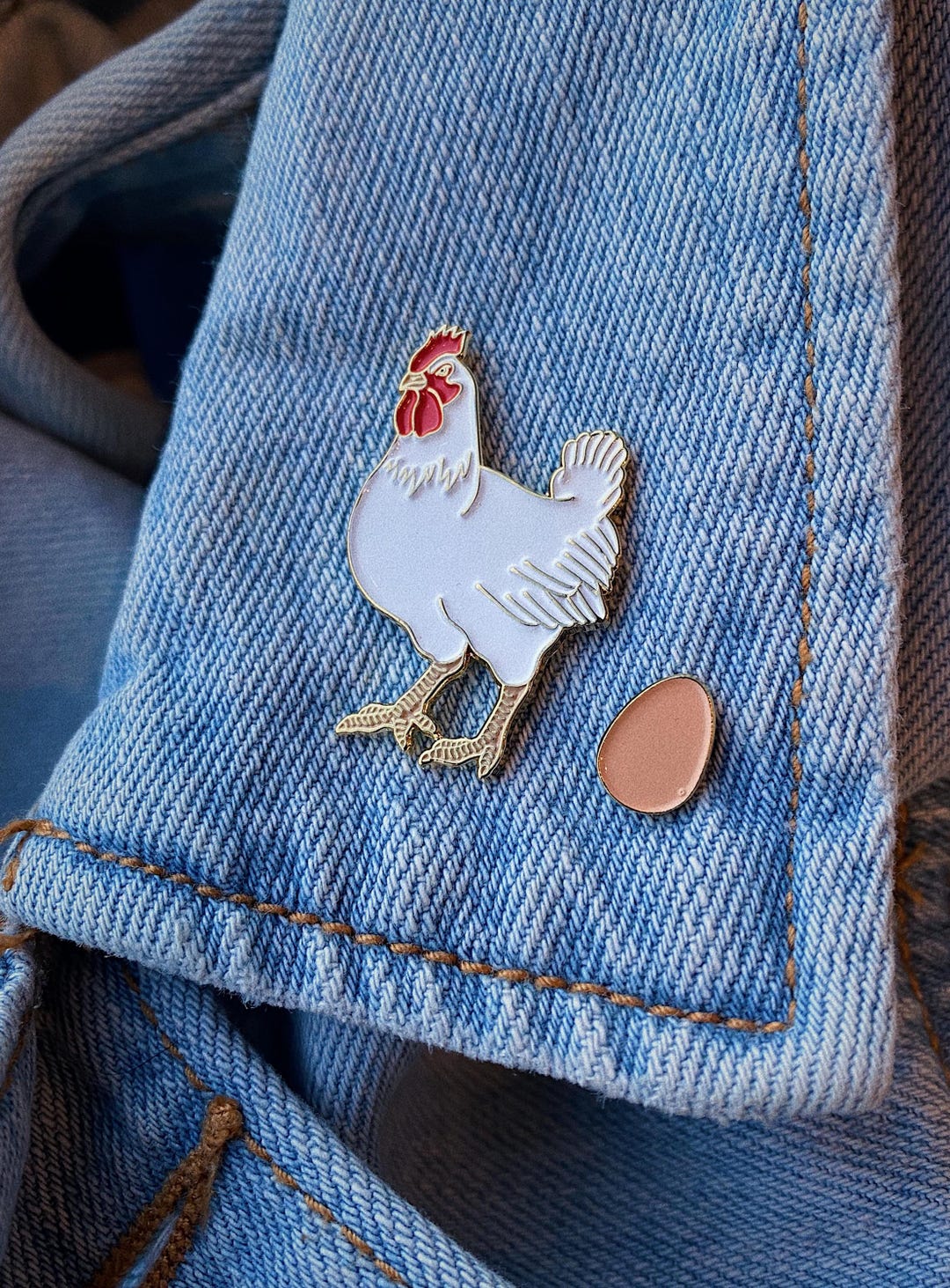 Chicken and Egg Pins - Nature Lover Pin Set - Farmer Lapel Pins - Cute ...