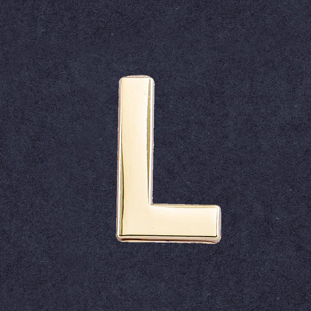 Golden Letter L Enamel Pin - Alphabet Lapel Pin - Gold Letter Pin ...