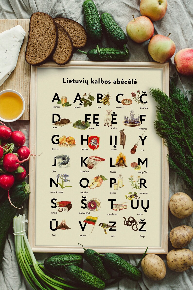 Lithuanian Alphabet Poster Lithuanian Gift Alphabet Print - Etsy
