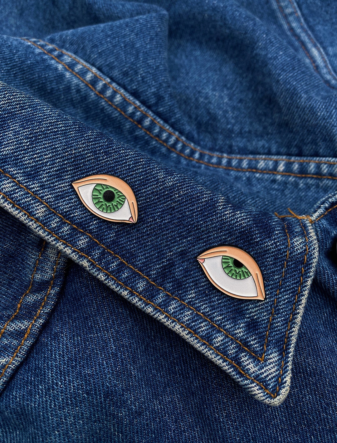 Green Eyes Pin Eyes Enamel Pin Funny Lapel Pins Cute Eyes Gift - Etsy