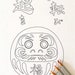 Daruma Coloring Page, Japanese Daruma, Coloring, Japanese Calligraphy ...