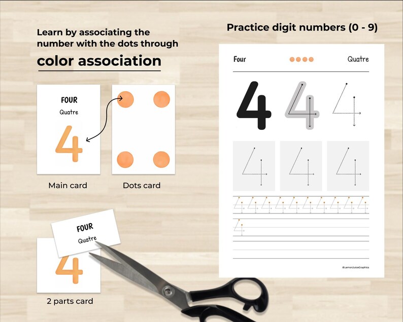 Bilingual Number Cards | Flashcards | Minimalist Watercolor Effect ...