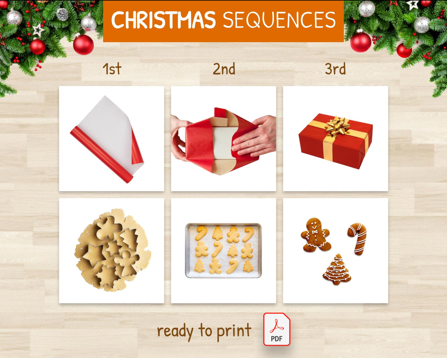 Christmas Sequencing Cards Activities for Montessori Kids Holidays ...