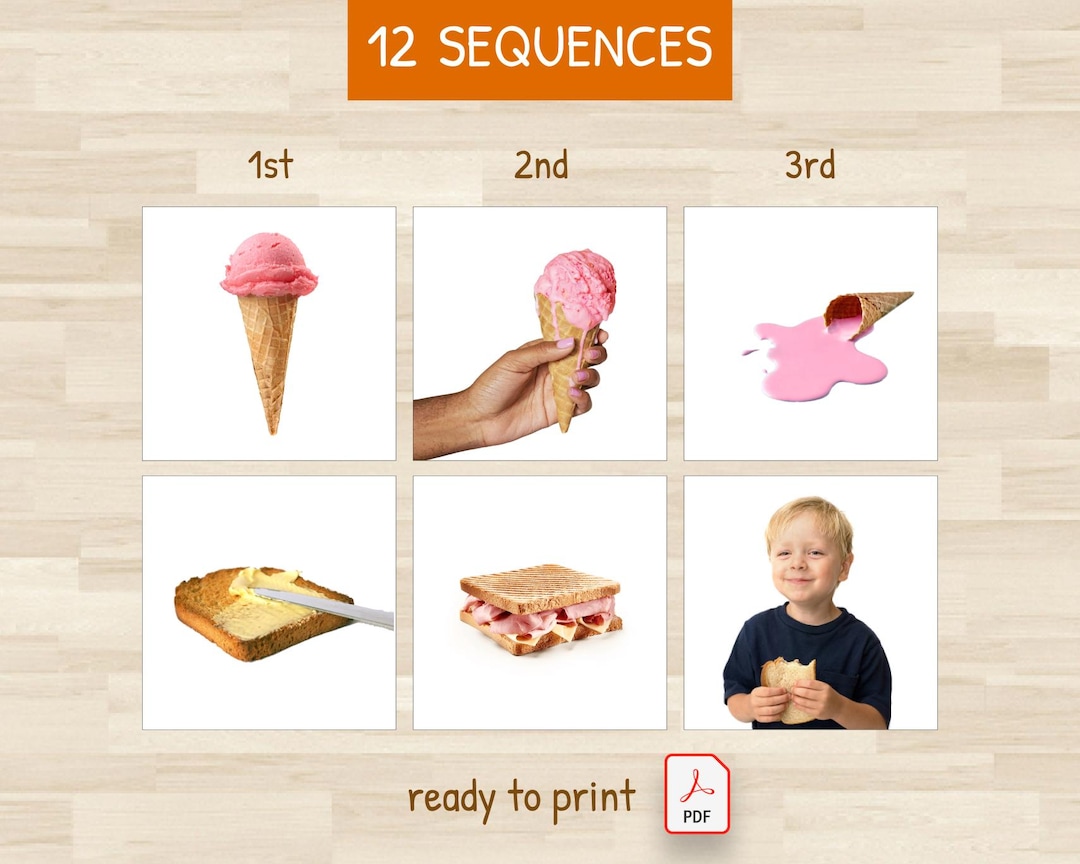 12 Montessori Educational Sequencing Cards Activity Sequence Flashcards ...