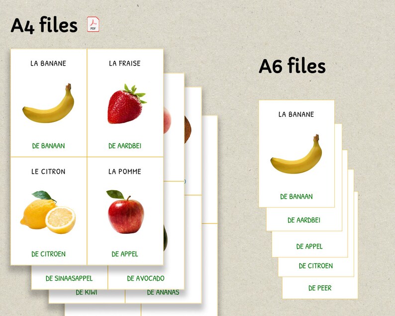 56 Flash Cards for Preschooler - Montessori Method - Fruits (realistic ...