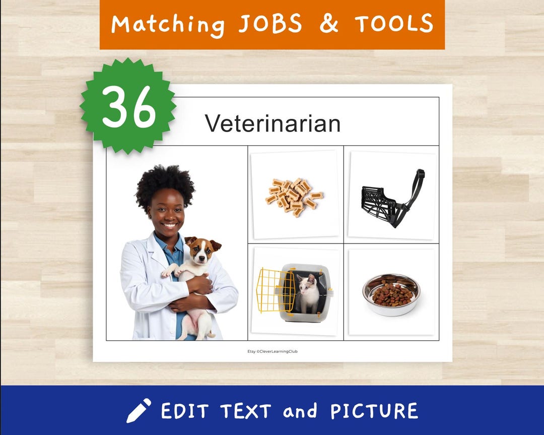 36 Jobs & Tools Matching Game Printable Sorting Professions Printable ...