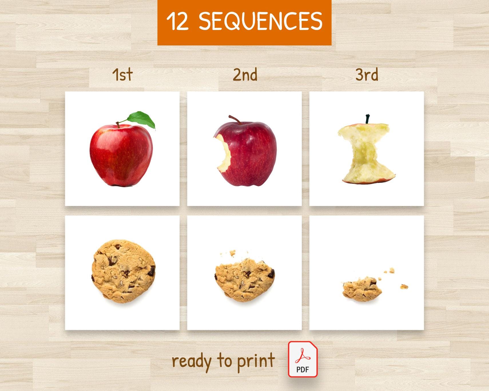 12 Montessori Educational Sequencing Cards Activity Sequence Flashcards ...