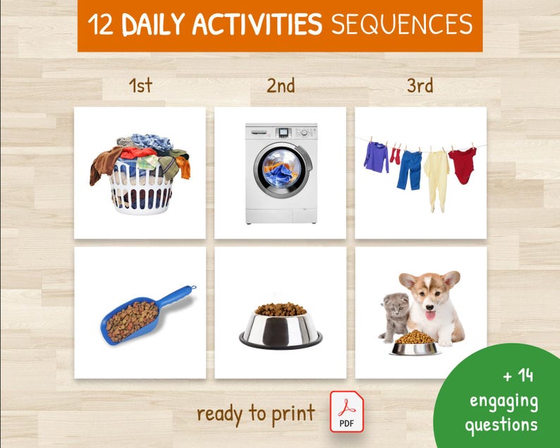 3-step Sequencing Exercise Daily Activities for Kids 12 Educational ...