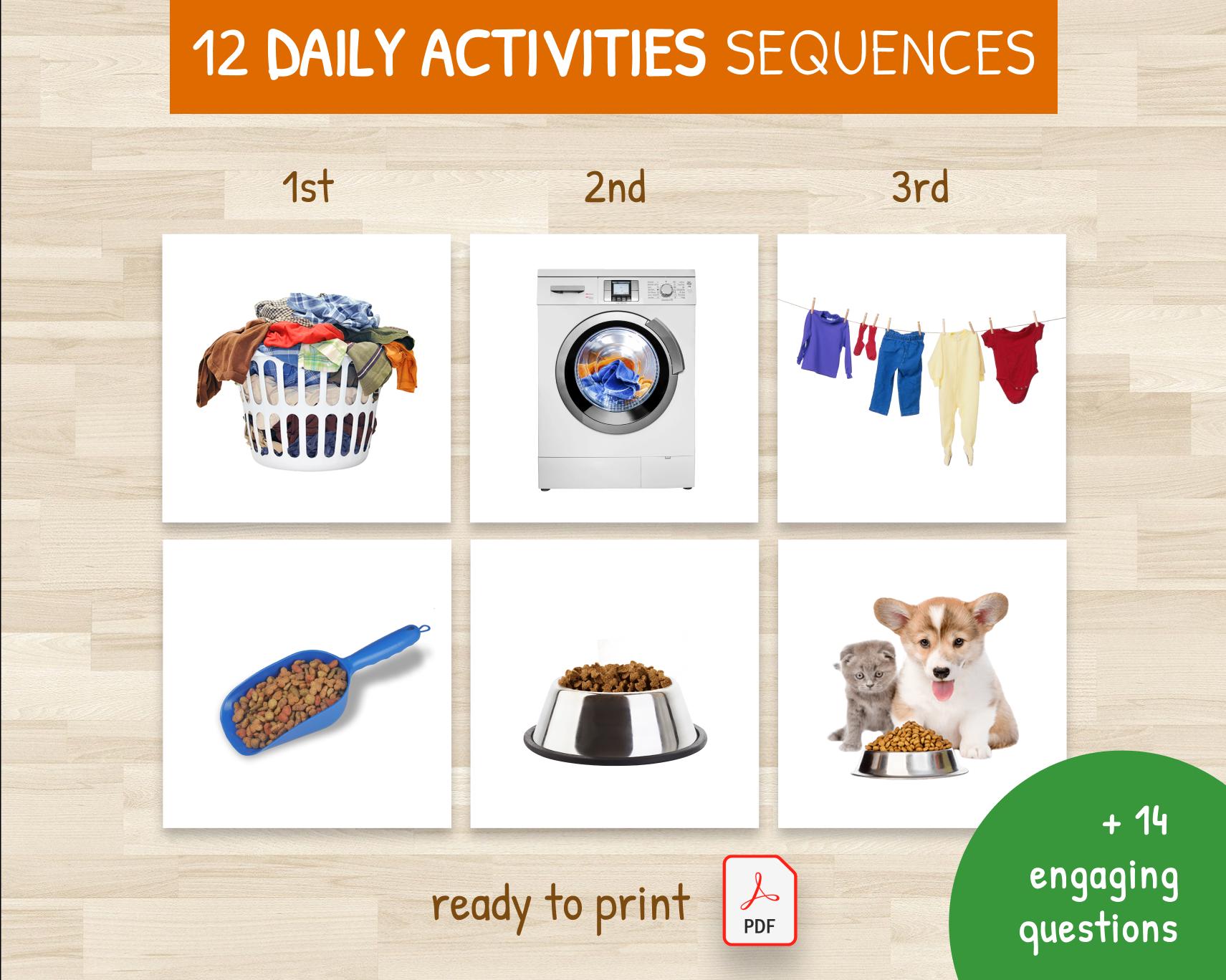 3-step Sequencing Exercise Daily Activities for Kids 12 Educational ...