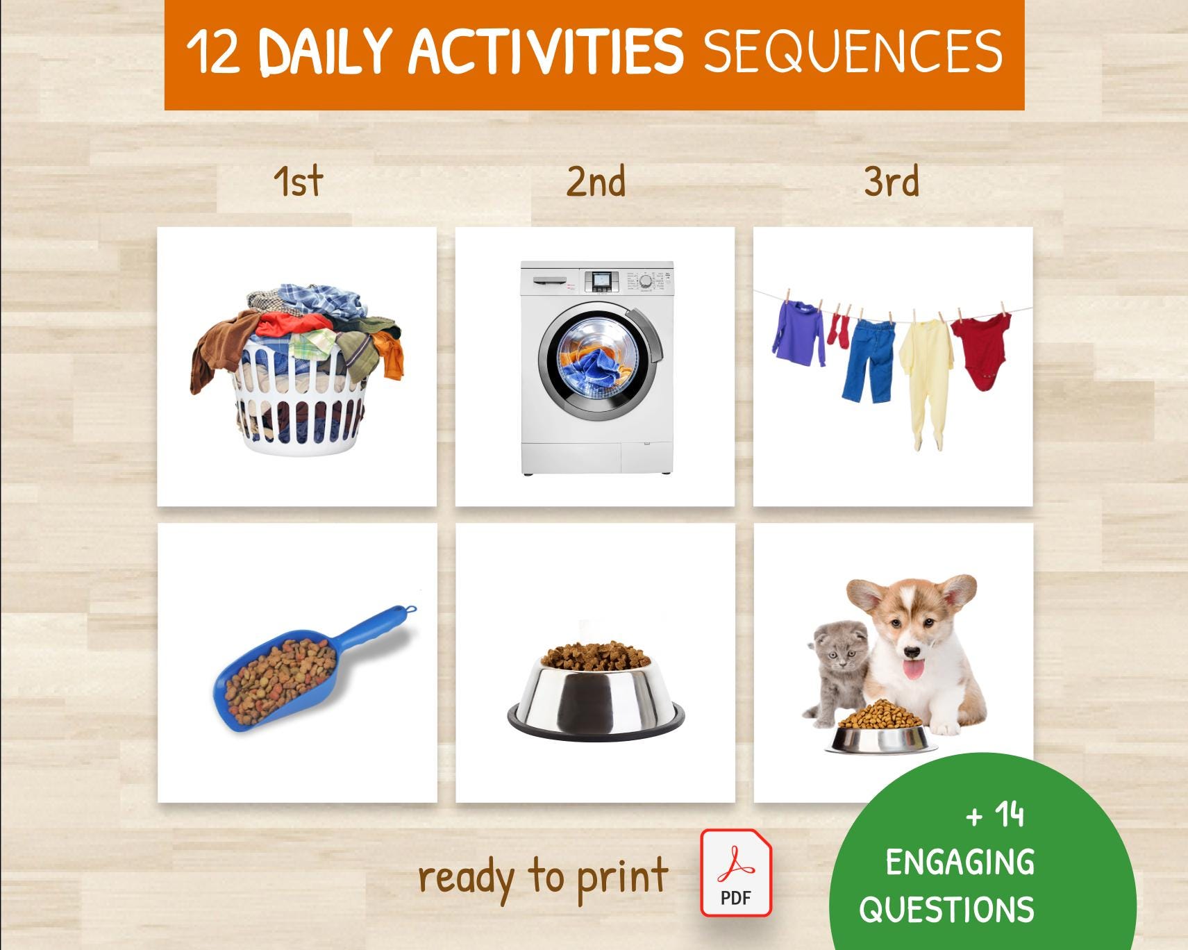 12 Montessori Educational Sequencing Cards Activity Sequence Daily ...