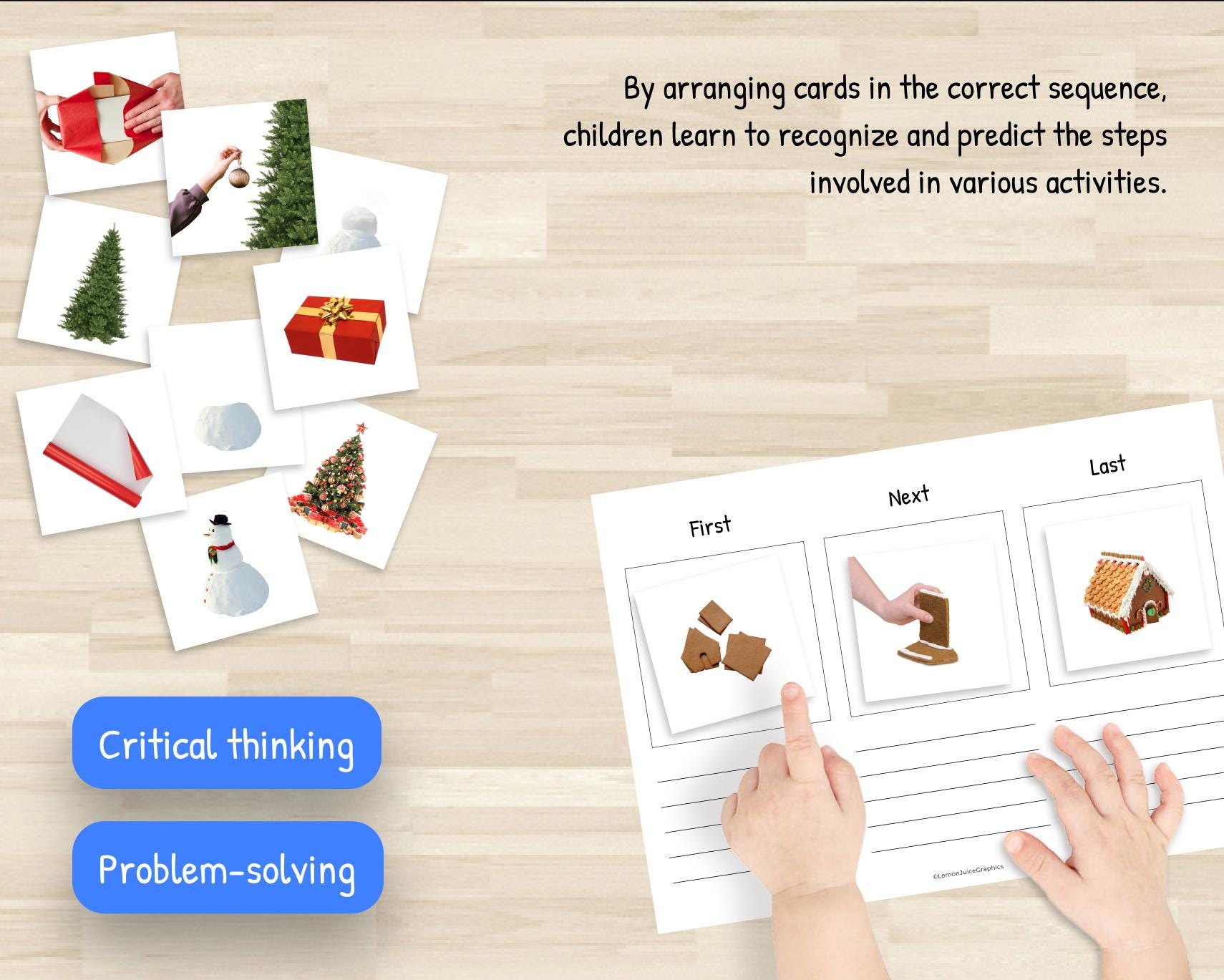 Christmas Sequencing Cards Activities for Montessori Kids Holidays ...