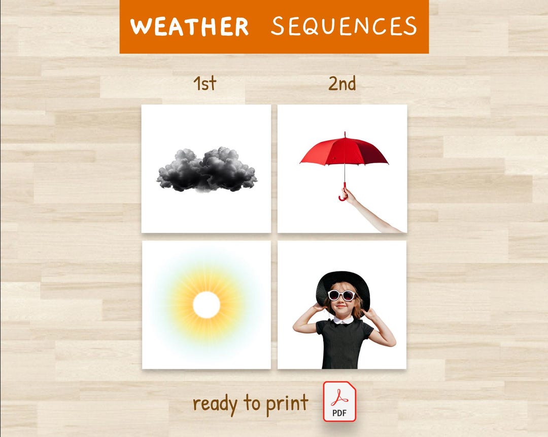 12 Montessori Educational Sequencing Weather Cards Activity Sequence ...