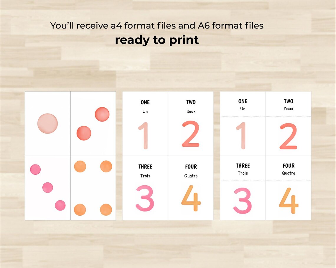 Bilingual Number Cards | Flashcards | Minimalist Watercolor Effect ...