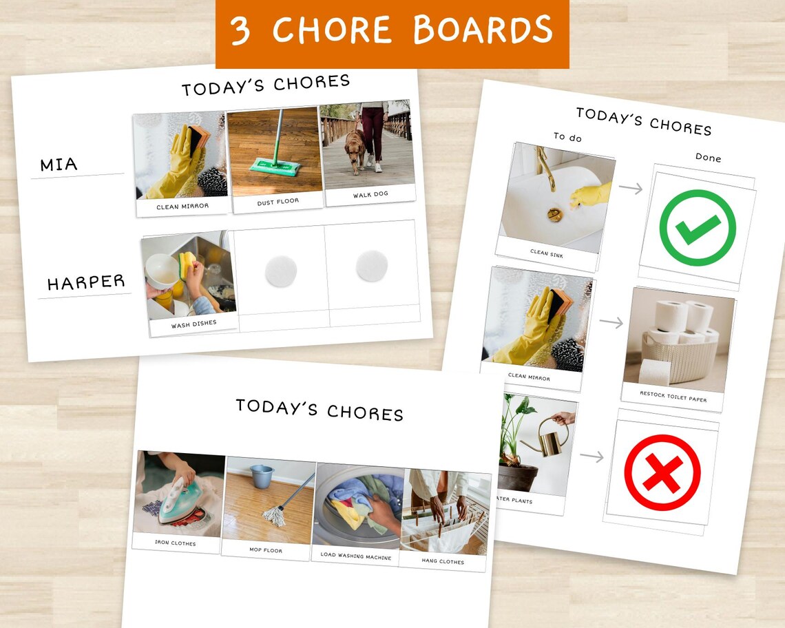 56 PERSONALIZED CHORES CARDS Montessori Activity Home Organization ...