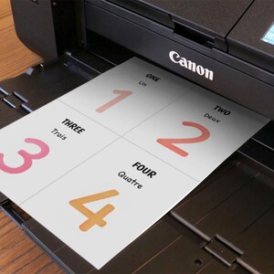 Bilingual Number Cards | Flashcards | Minimalist Watercolor Effect ...