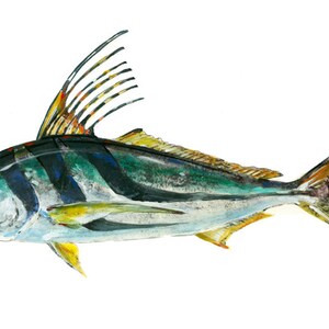 Rooster Fish. Gyotaku Prints, From Rubbings of Real Fish Gamefish ...