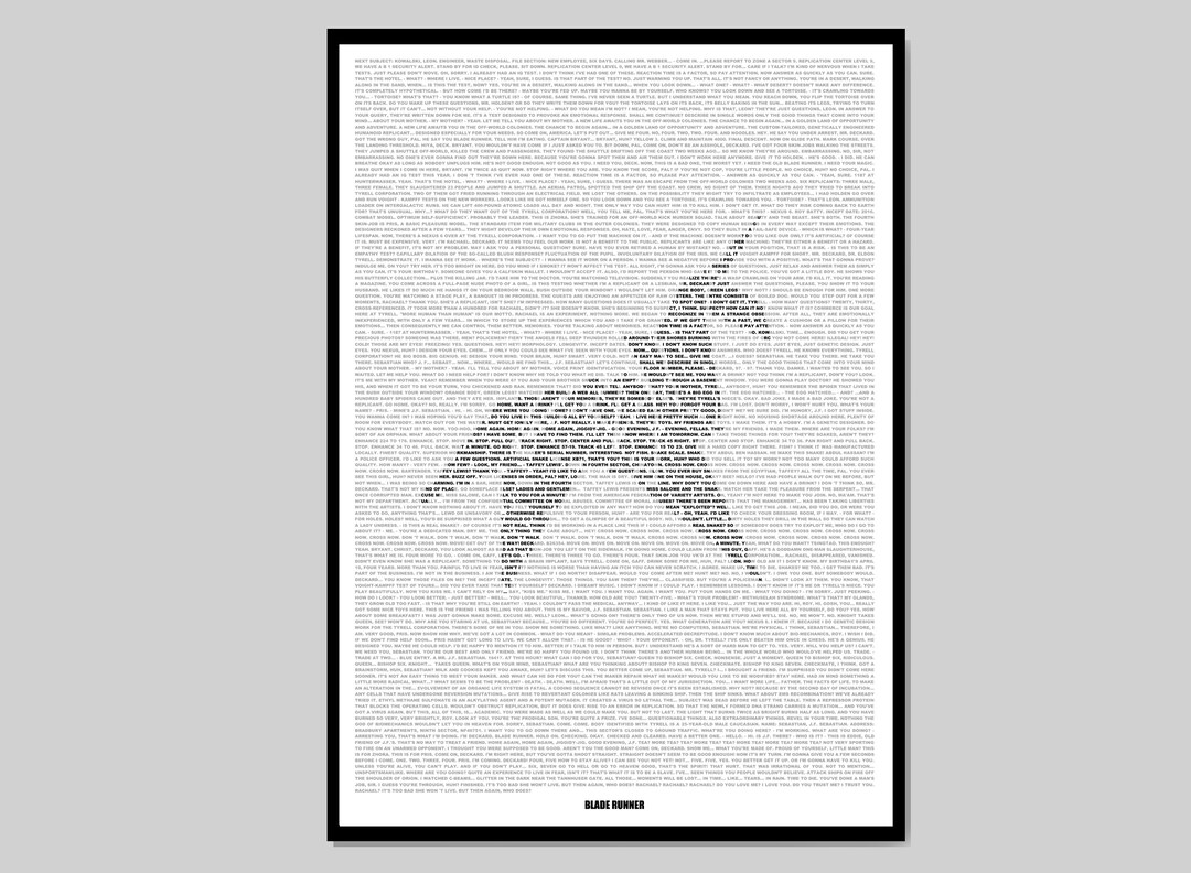 Blade Runner Movie Script Poster Unique Posters With a Twist Great Gift ...