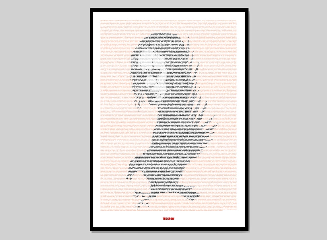 The Crow Movie Script Poster Unique Posters With a Twist Great Gift for ...