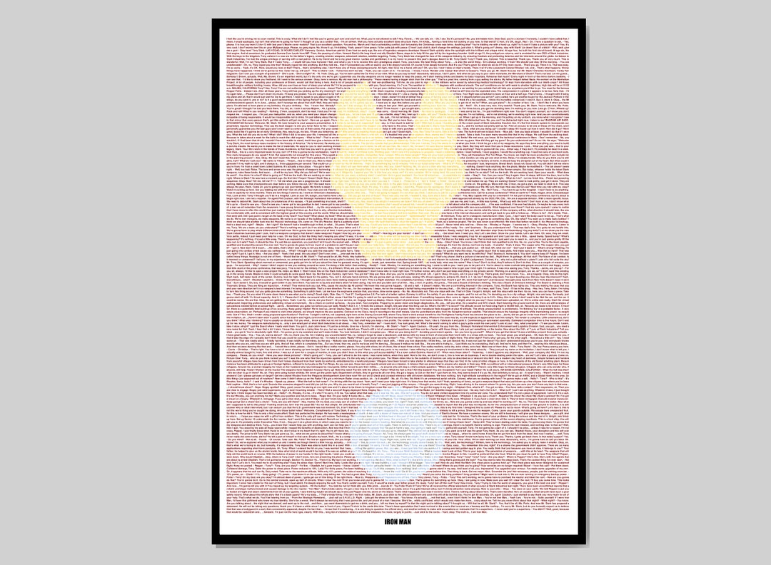 Iron Man Movie Script Poster Unique Posters With a Twist Great Gift for ...
