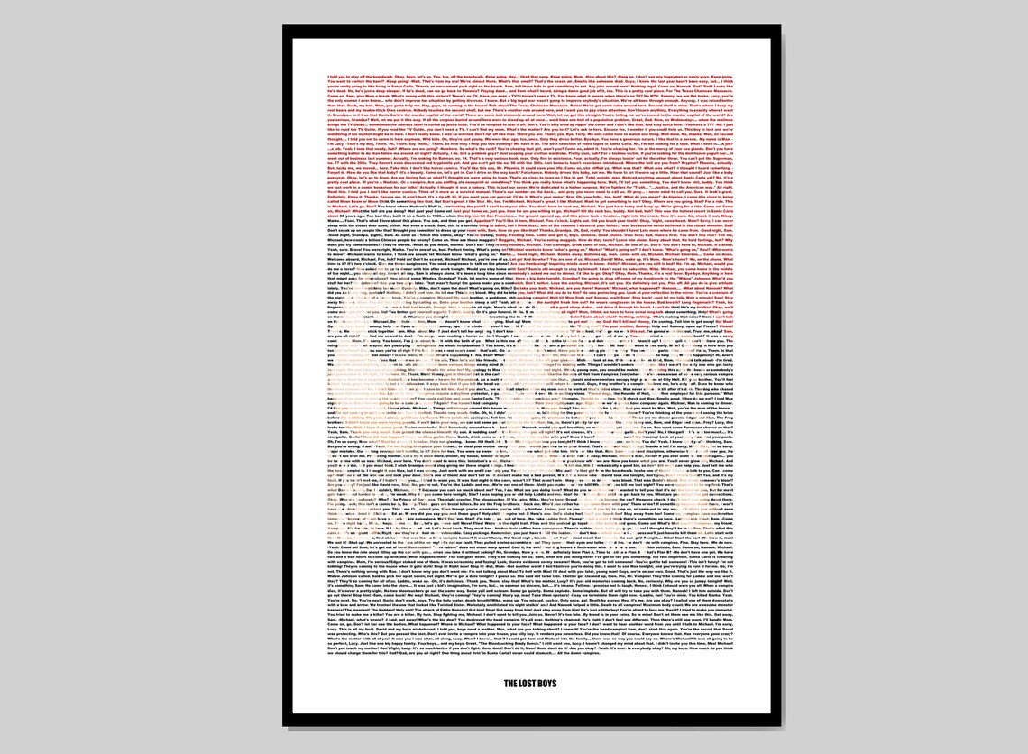 The Lost Boys Movie Script Poster Unique Posters With a - Etsy