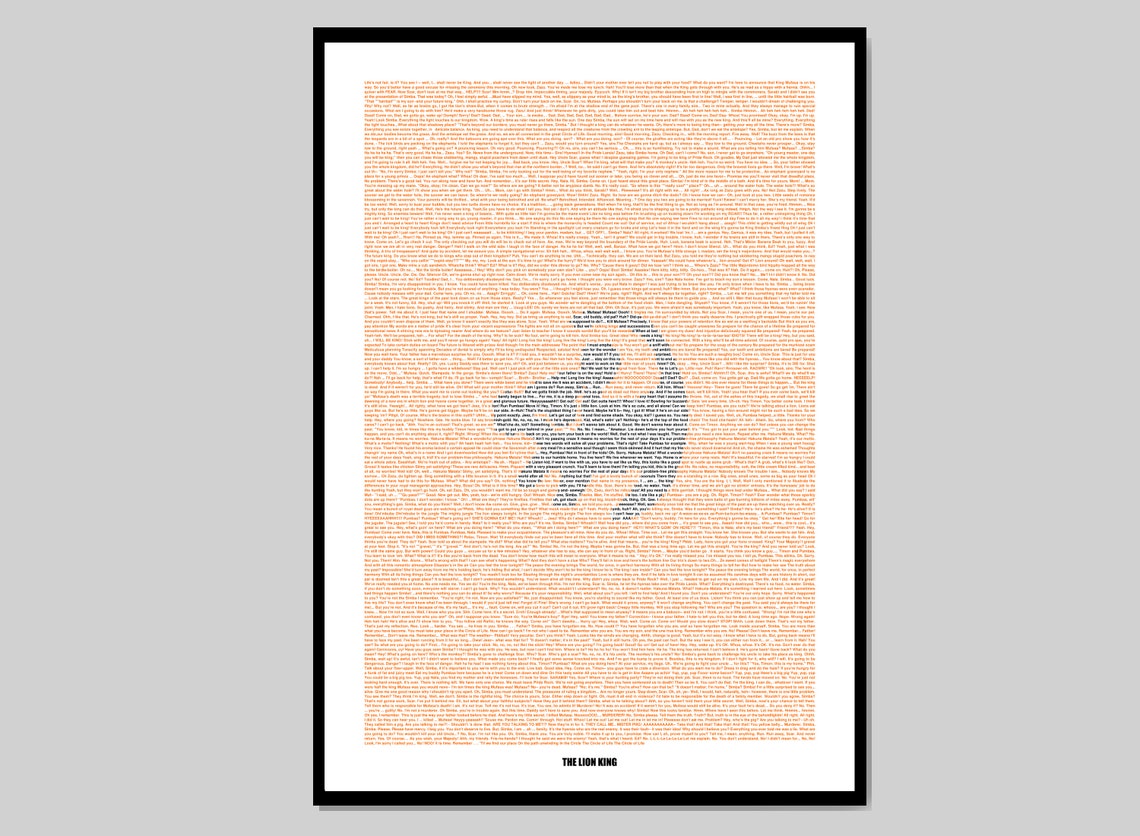 The Lion King Movie Script Poster Unique Posters With a Twist Great ...