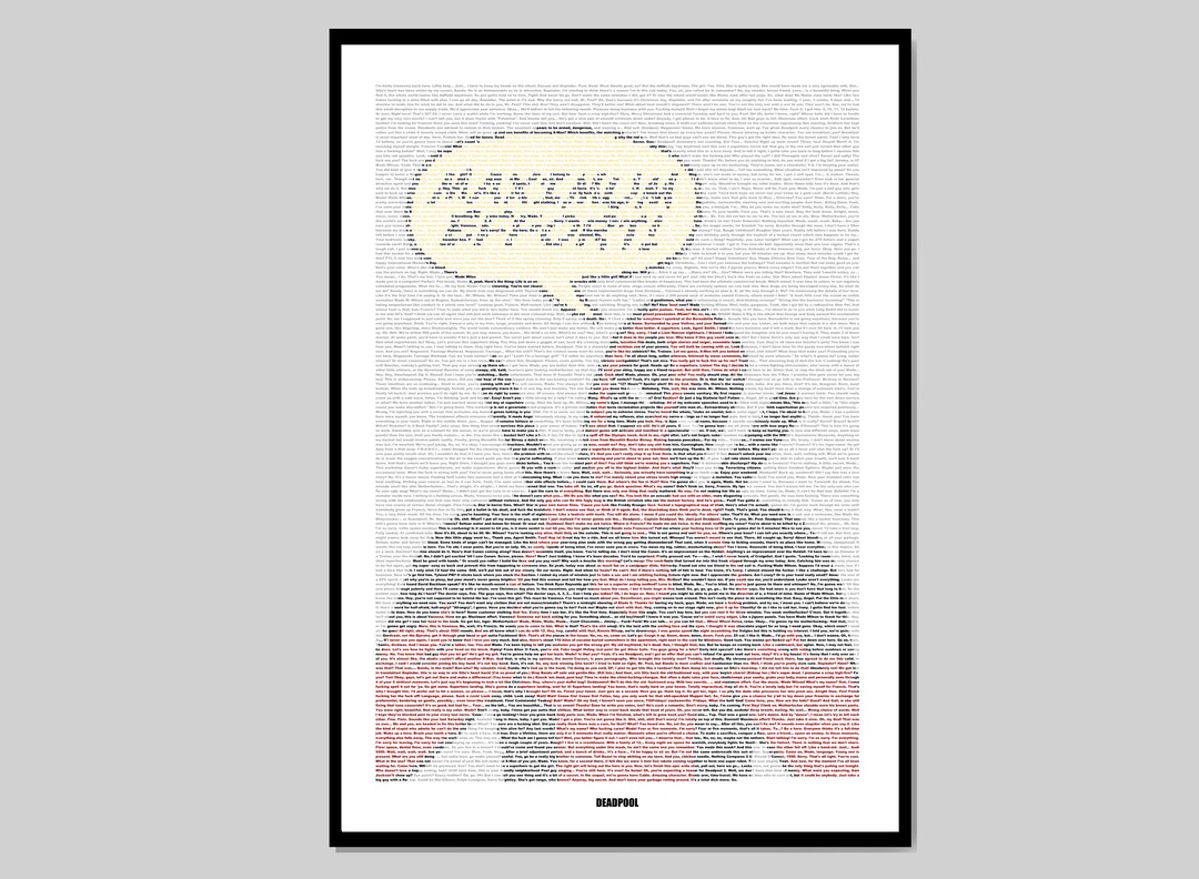 Deadpool Movie Script Poster Unique Posters With a Twist Great Gift for ...