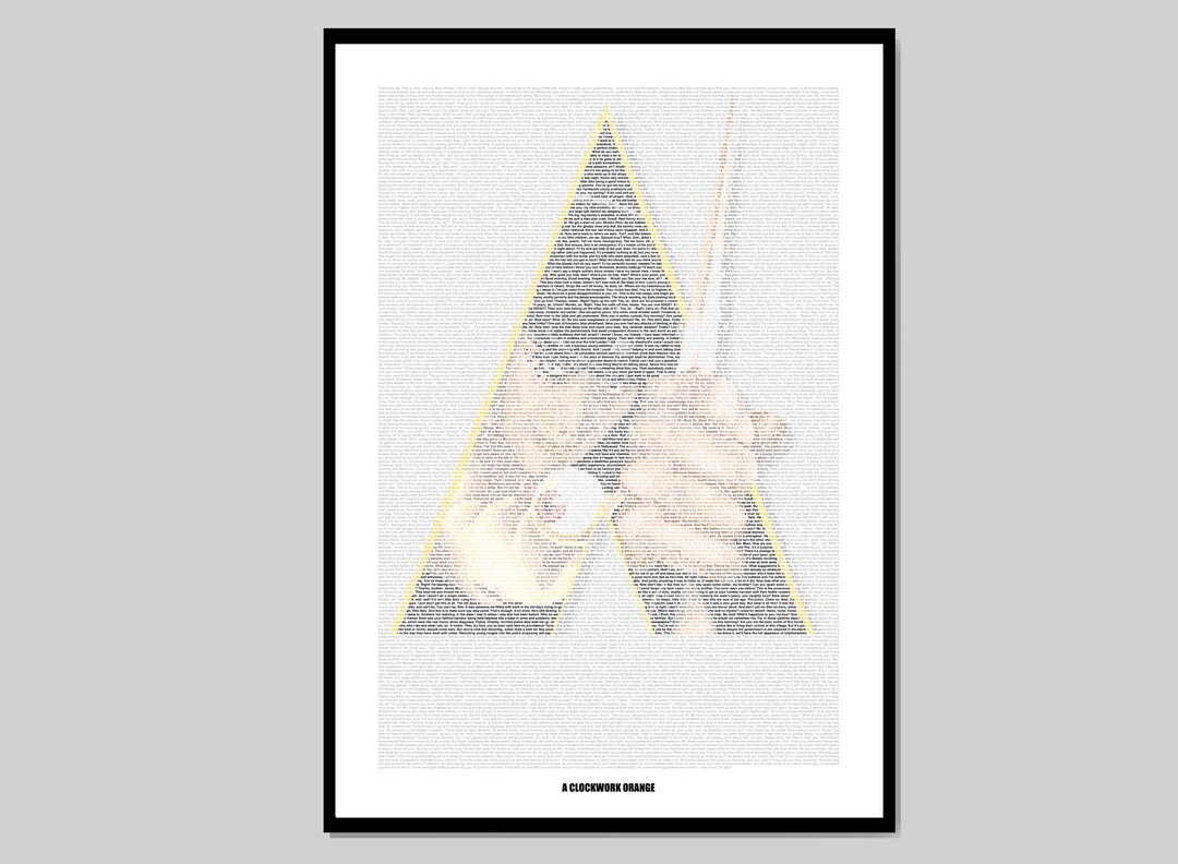 A Clockwork Orange Movie Script Poster Unique Posters With a Twist ...