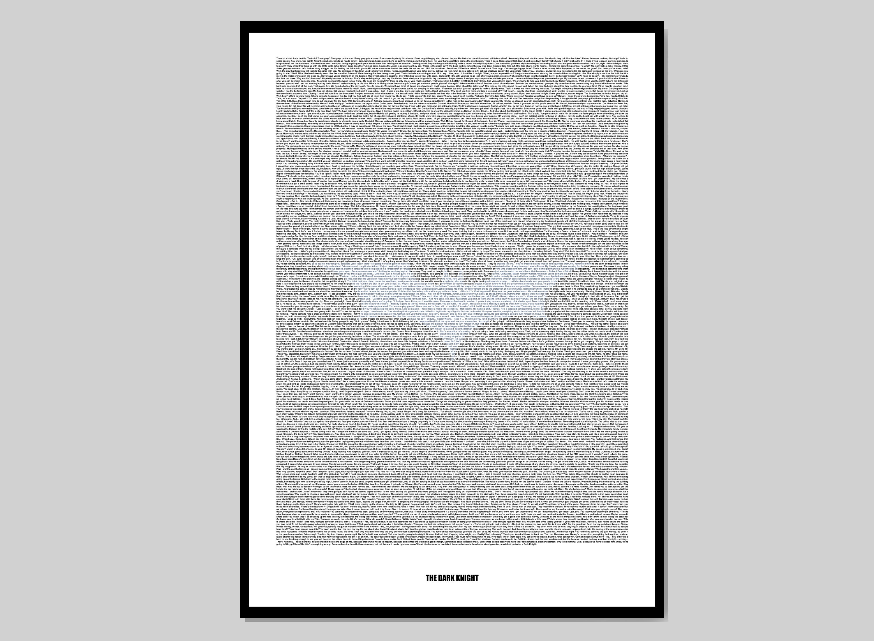The Dark Knight Movie Script Poster Unique Posters With a - Etsy